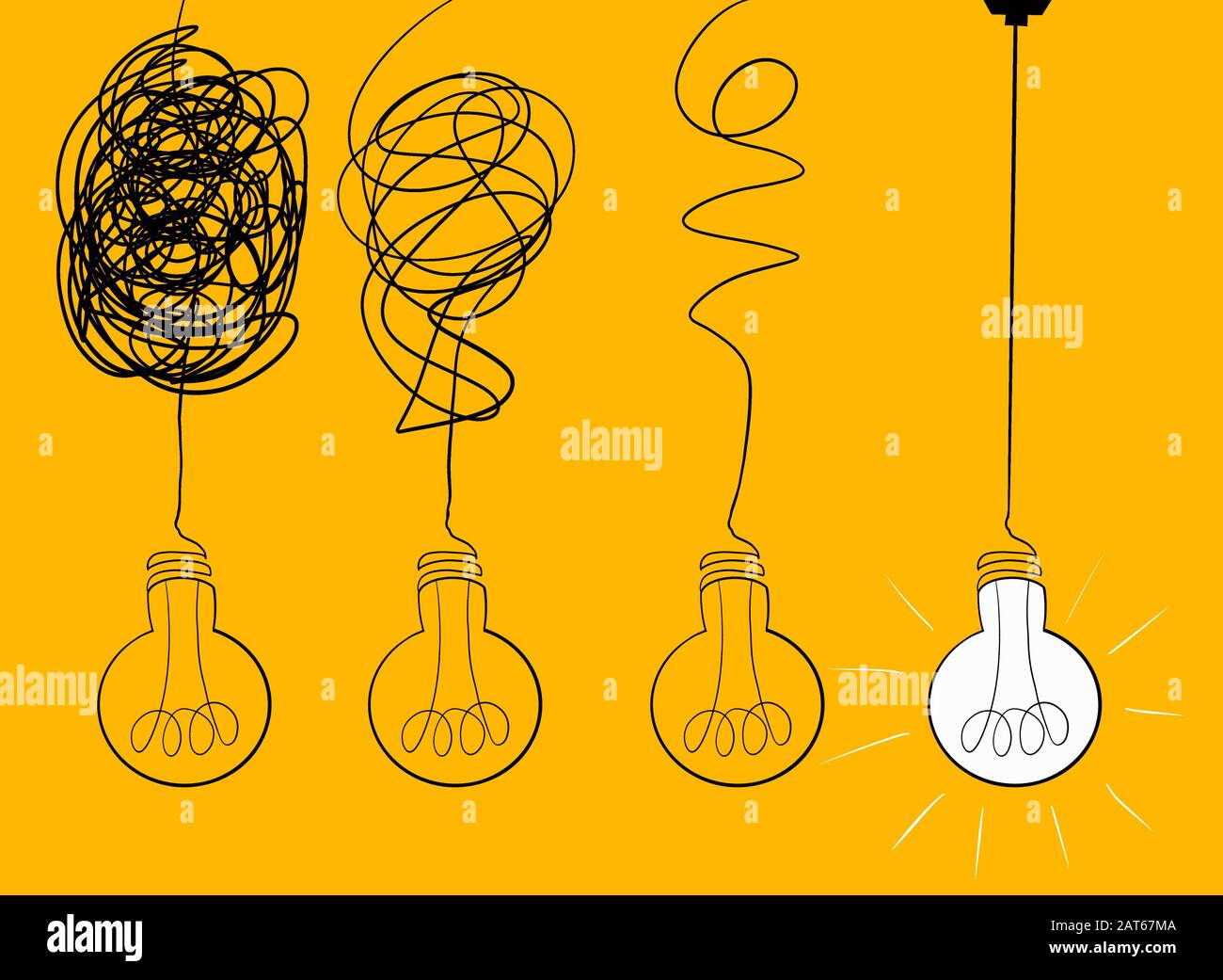 Concept illustration of lightbulbs glowing Stock Photo - Alamy