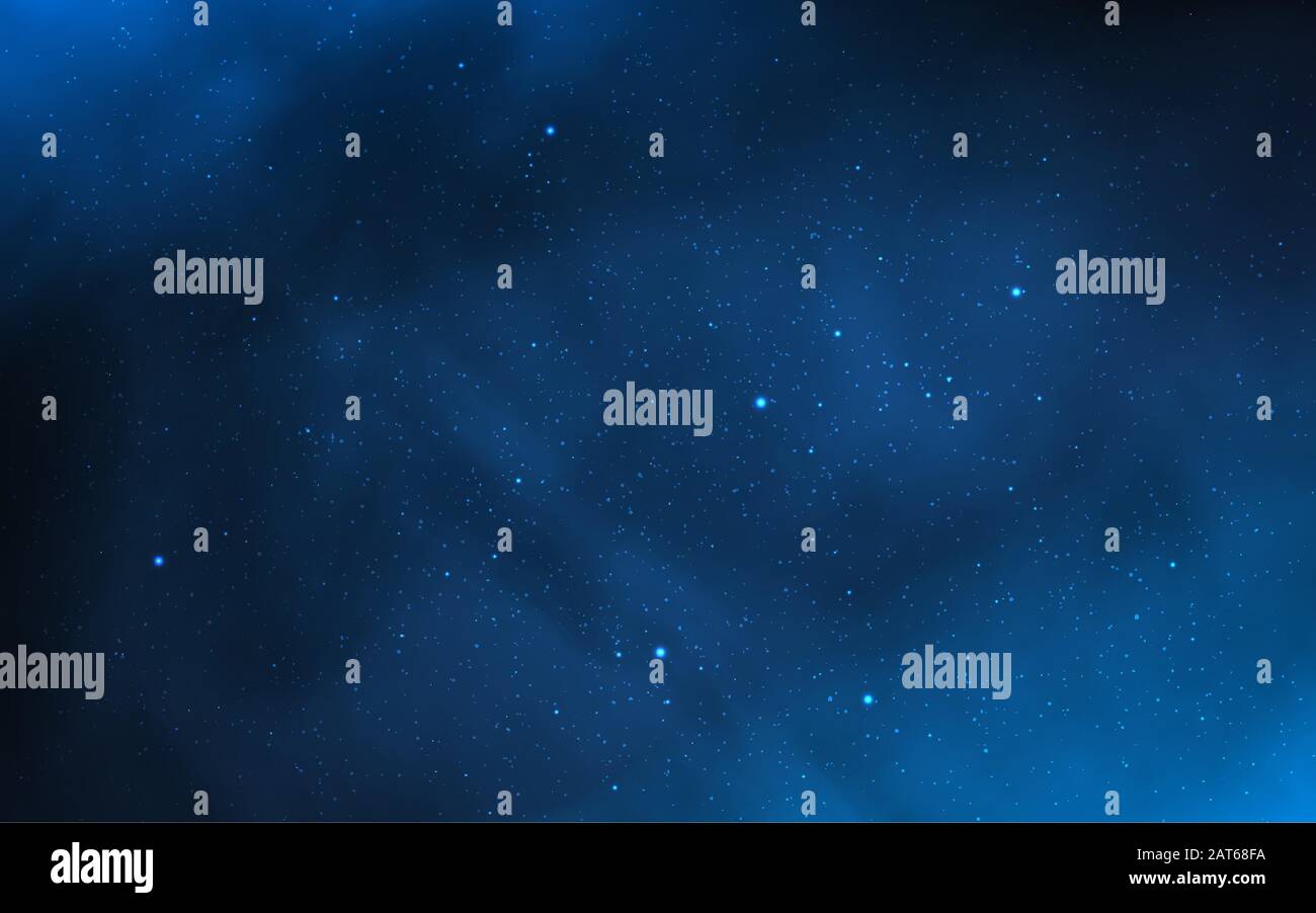 Space background. Blue galaxy with shining stars. Realistic milky way ...