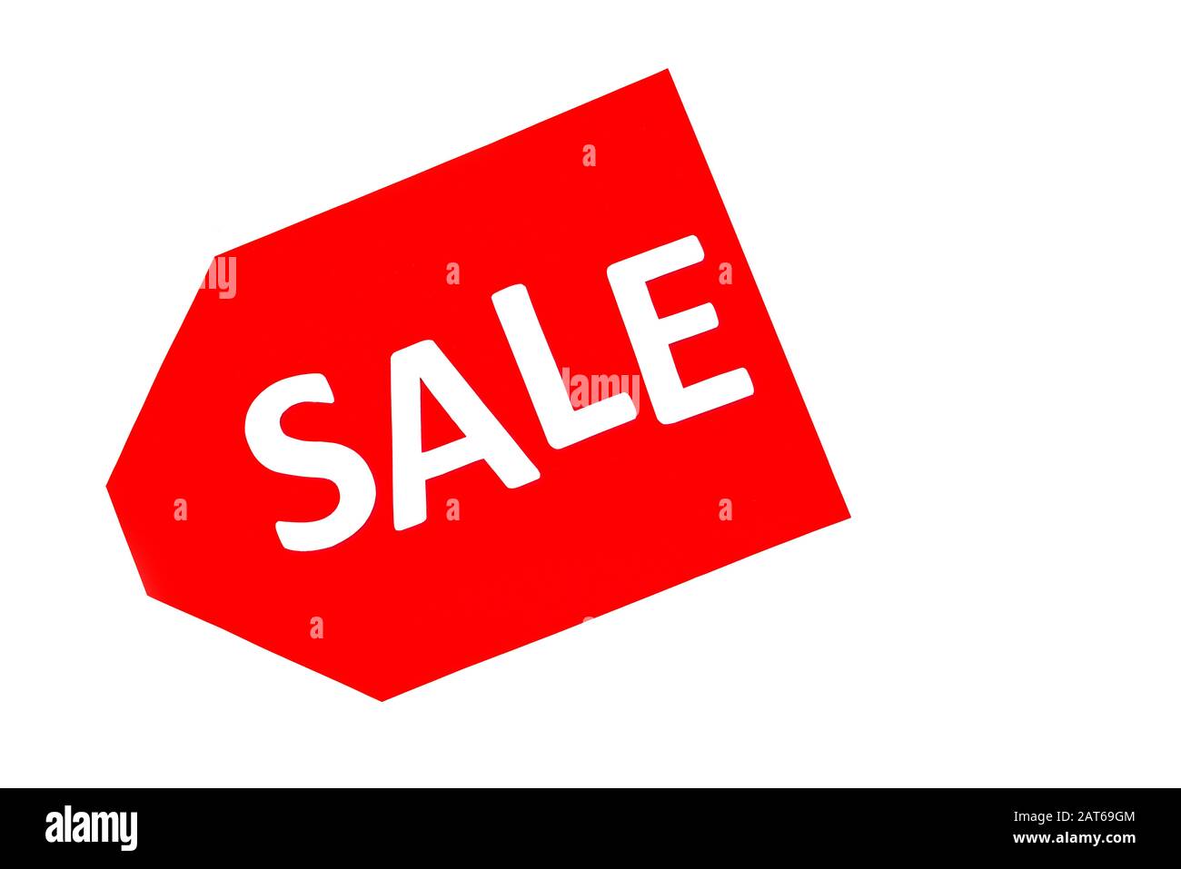 top view of red price tag with sale lettering isolated on white Stock ...