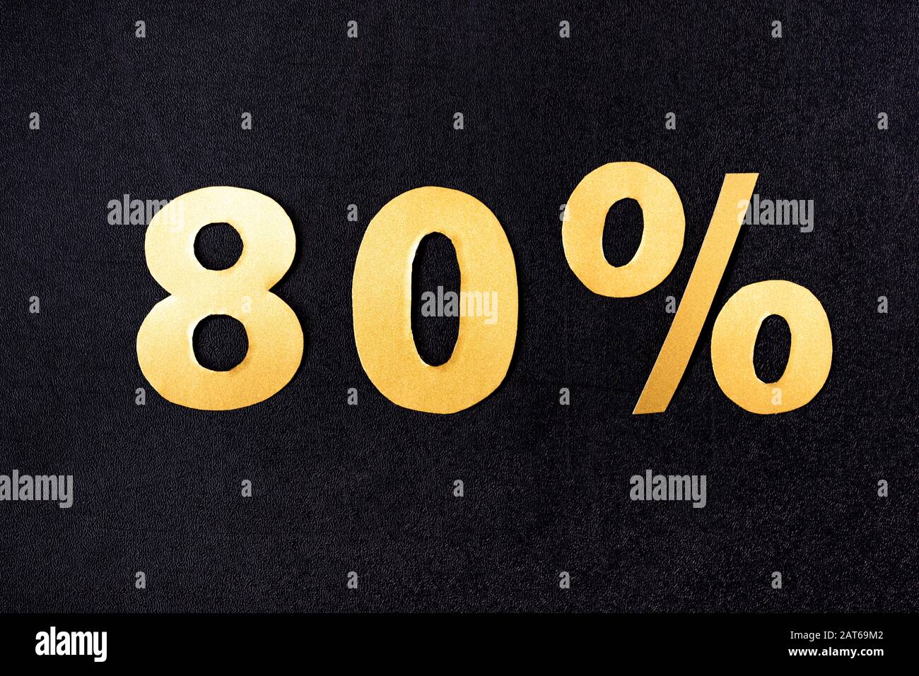 top view of 80 percent signs on black background Stock Photo - Alamy