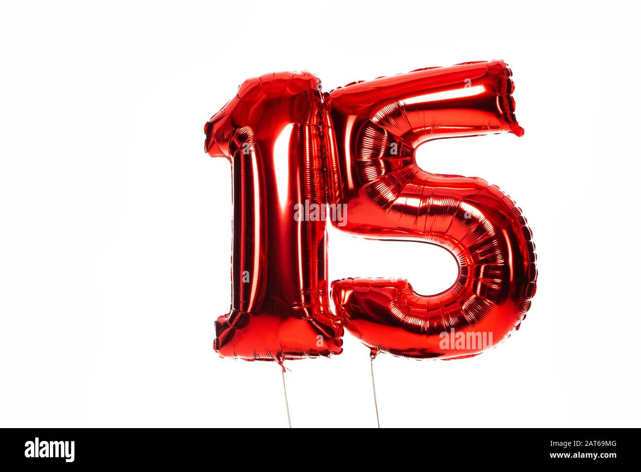 number 15 red balloons isolated on white Stock Photo - Alamy