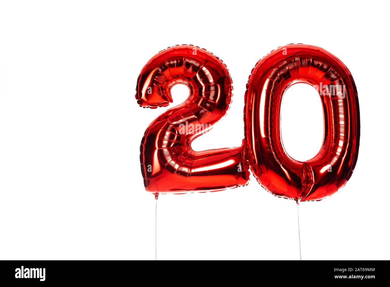 number 20 red balloons isolated on white Stock Photo - Alamy