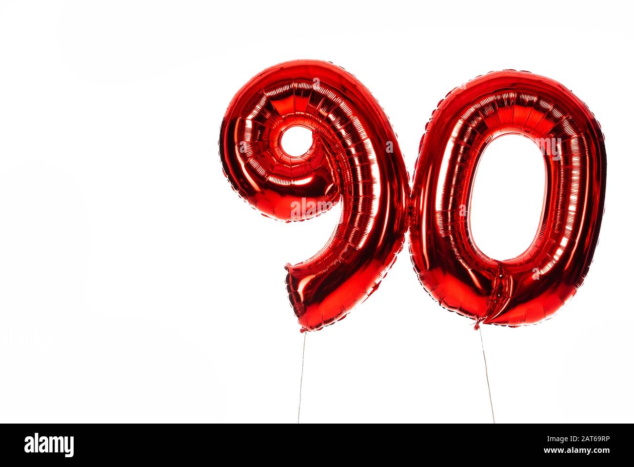 number 90 red balloons isolated on white Stock Photo - Alamy