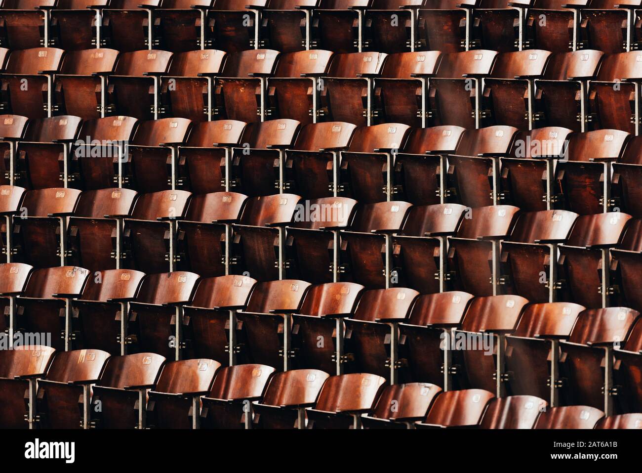Rows of wooden seats of circus amphitheater Stock Photo - Alamy