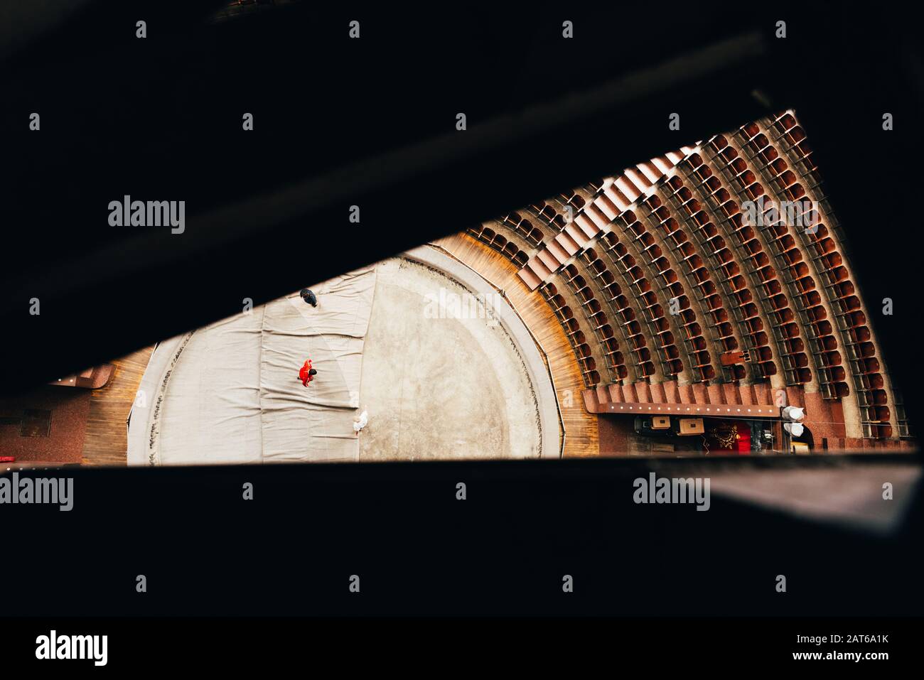 Top view of men covering circus arena, selective focus Stock Photo - Alamy