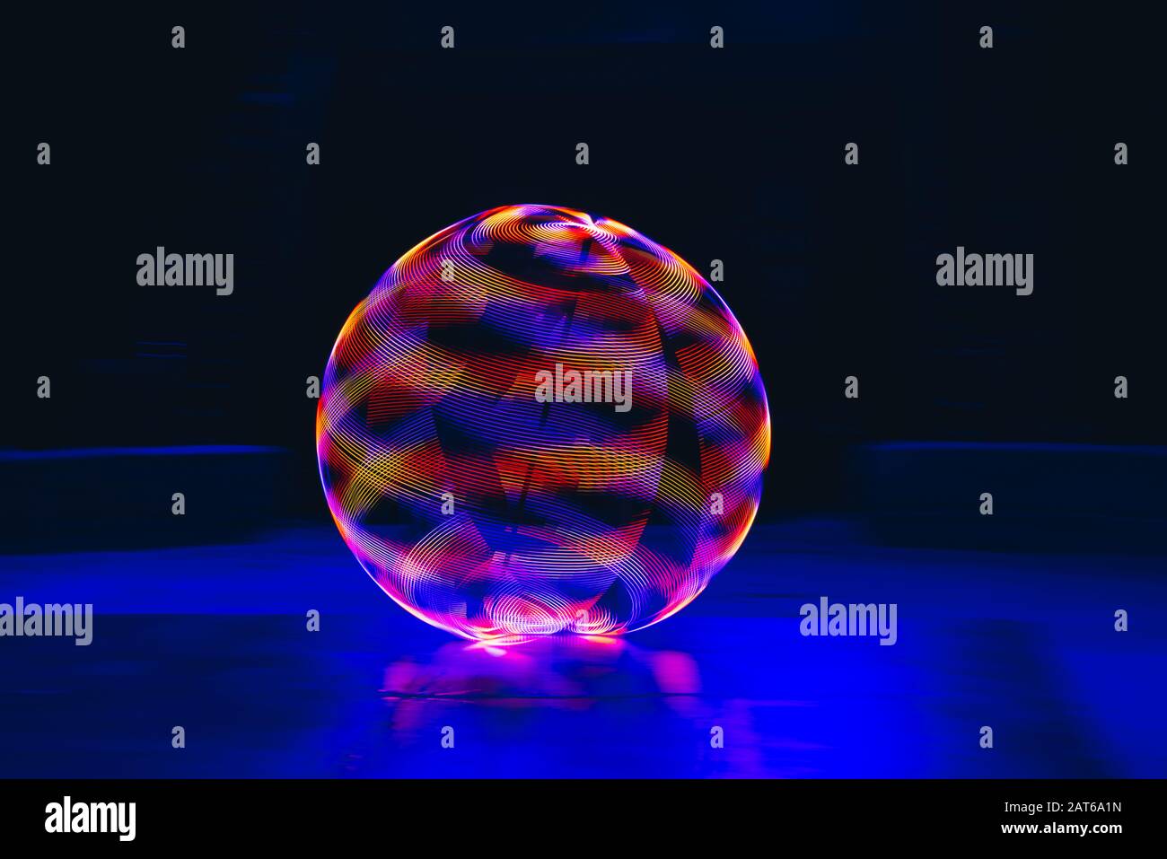 Colorful neon circle on black background Stock Photo - Alamy