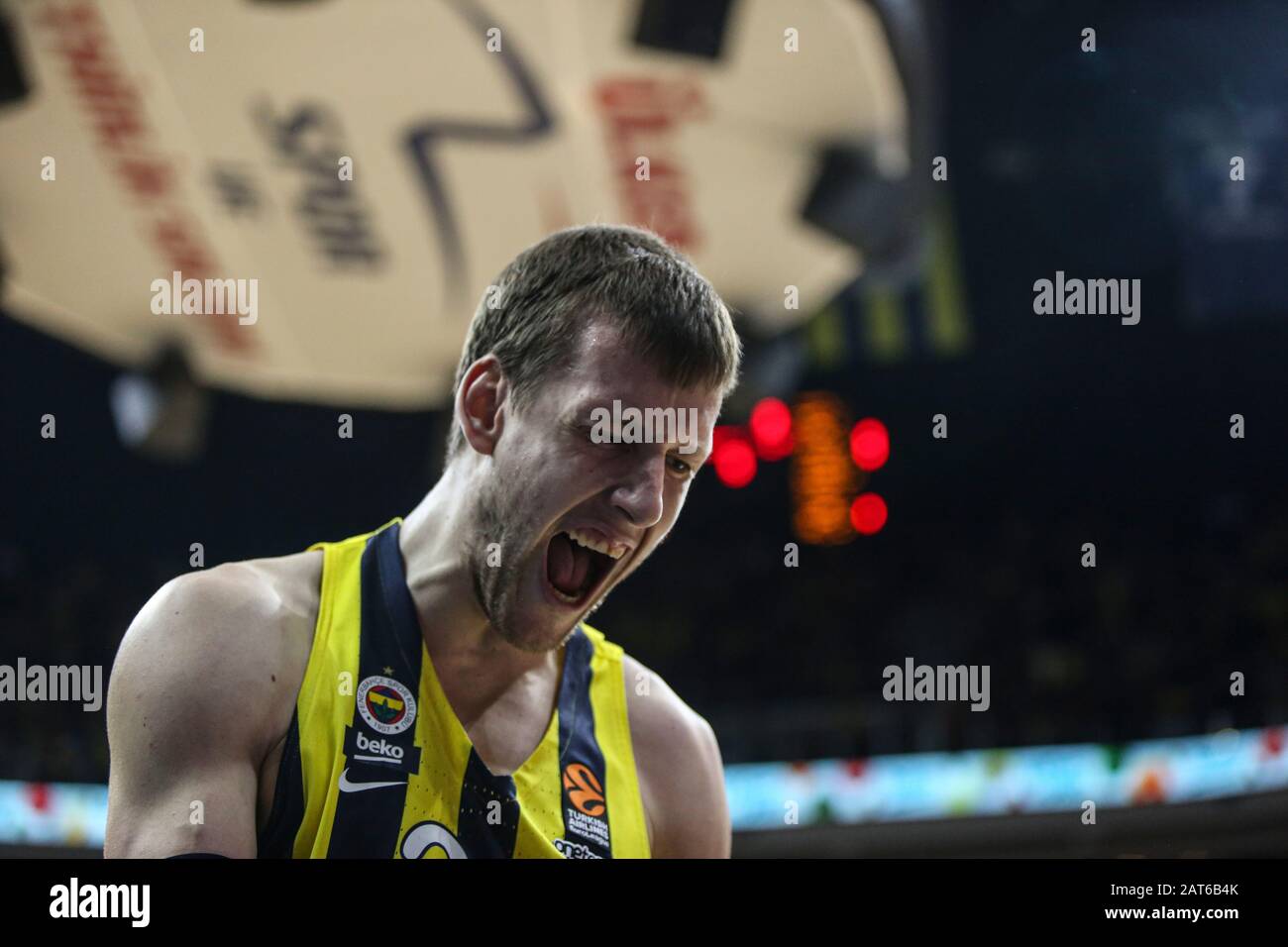ISTANBUL / TURKEY - JANUARY 16, 2020: Jan Vesely celebrating his score ...