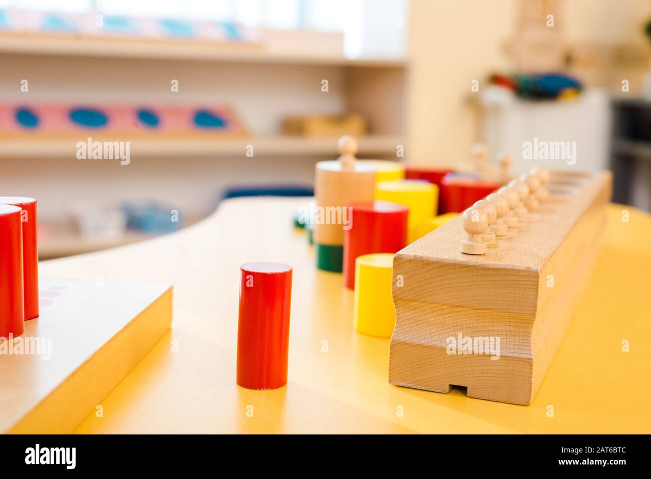 Selective focus of educational board games on desk in class Stock Photo ...