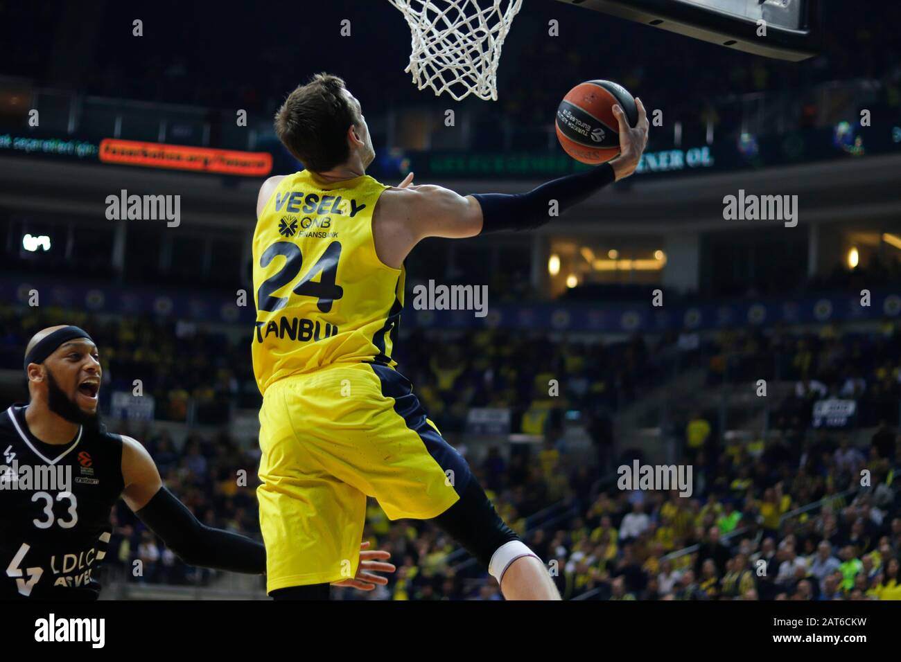 ISTANBUL / TURKEY - JANUARY 14, 2020: Jan Vesely dunks during ...
