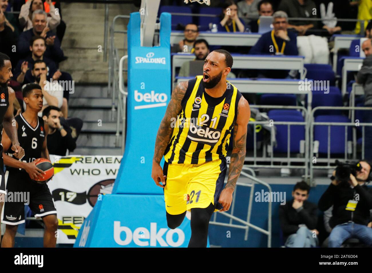 ISTANBUL / TURKEY - JANUARY 14, 2020: Derrick Williams celebrating his ...