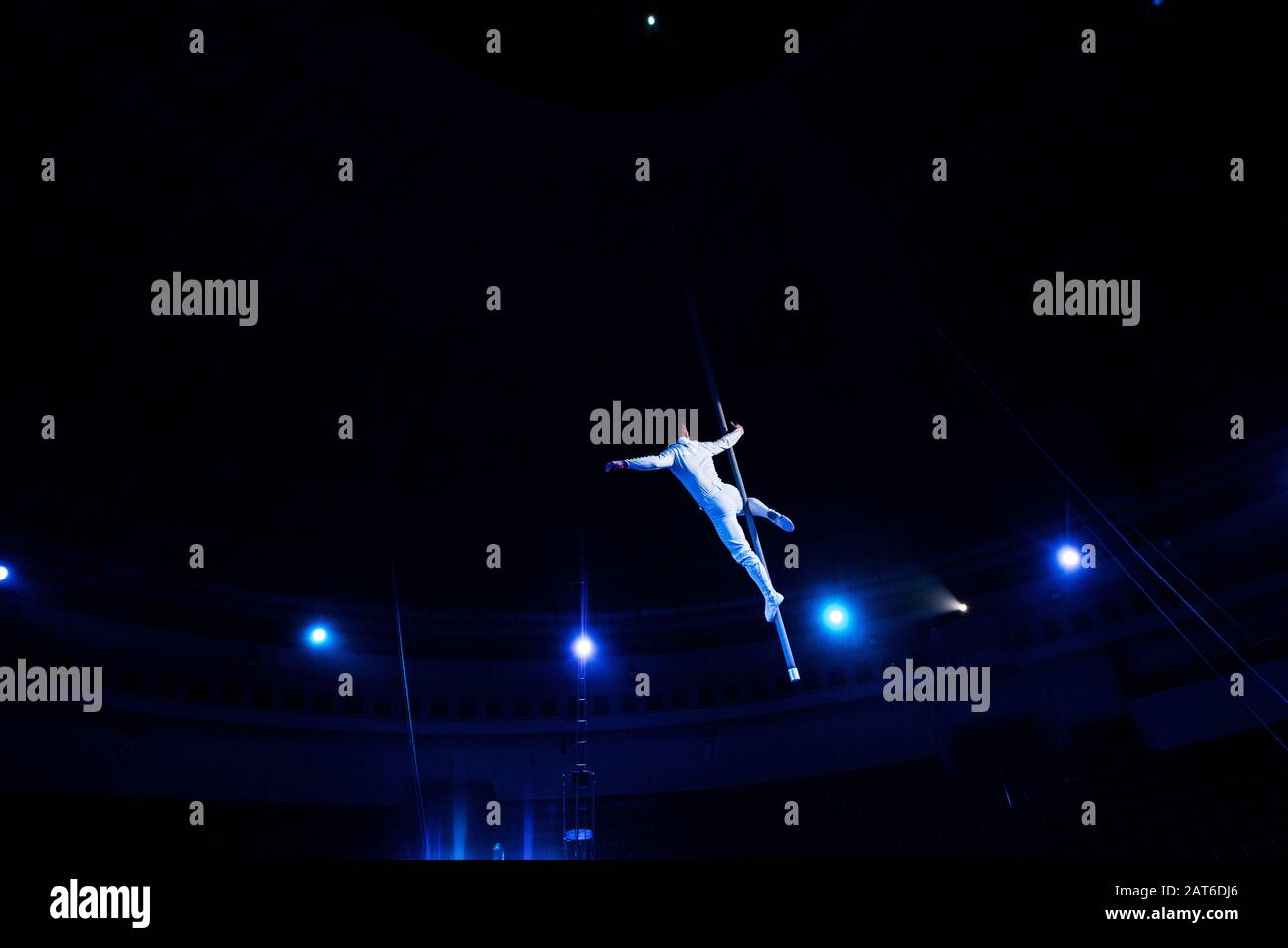 back view of acrobat performing in arena of circus Stock Photo - Alamy