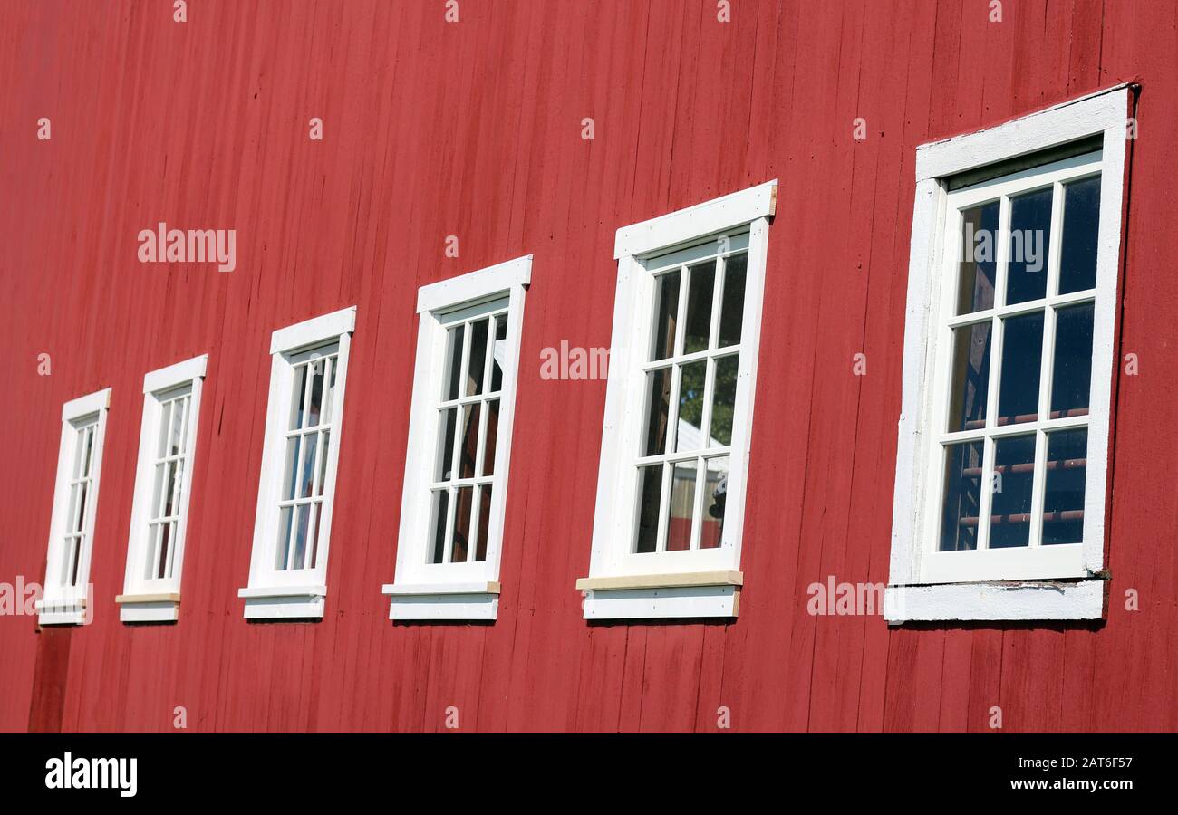 A view of six windows at a farm house Stock Photo - Alamy