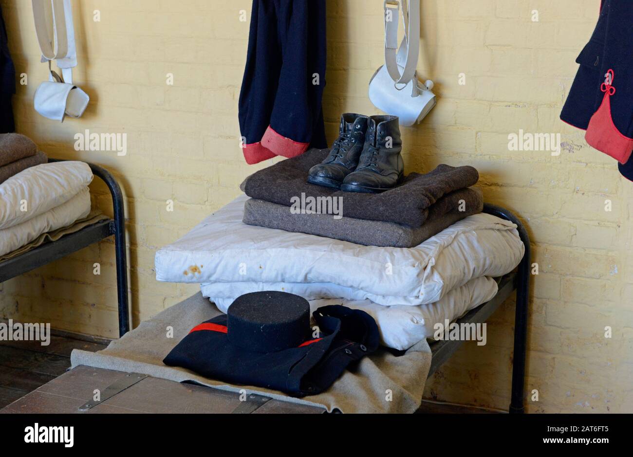 Soldiers bunks from one hundred years ago at Nothe Fort in Weymouth ...
