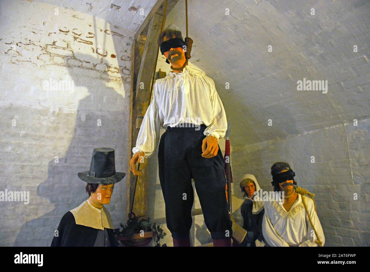 Model of a condemned man from two centuries ago being hanged in the ...
