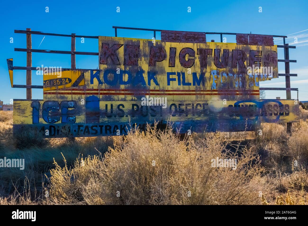 Old and fading billboard for Fort Courage, which was a replica of the ...