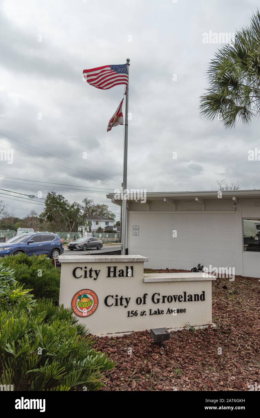 Entrance to Groveland City Hall Building located in Groveland, Florida ...