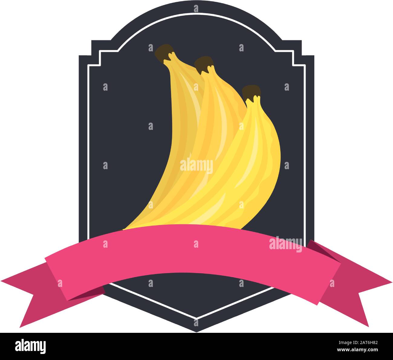 fresh bananas fruits with ribbon frame Stock Vector Image & Art - Alamy