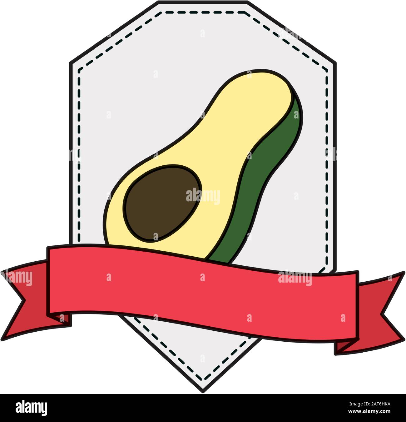 avocado fresh vegetable with ribbon frame Stock Vector Image & Art - Alamy