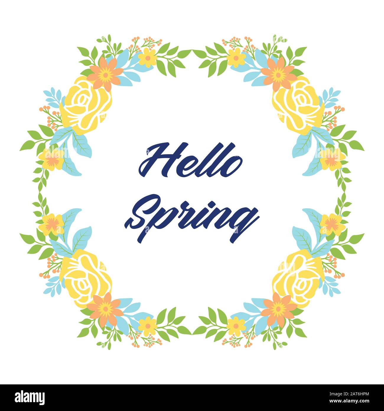 Template design for hello spring invitation card, with elegant leaf and ...