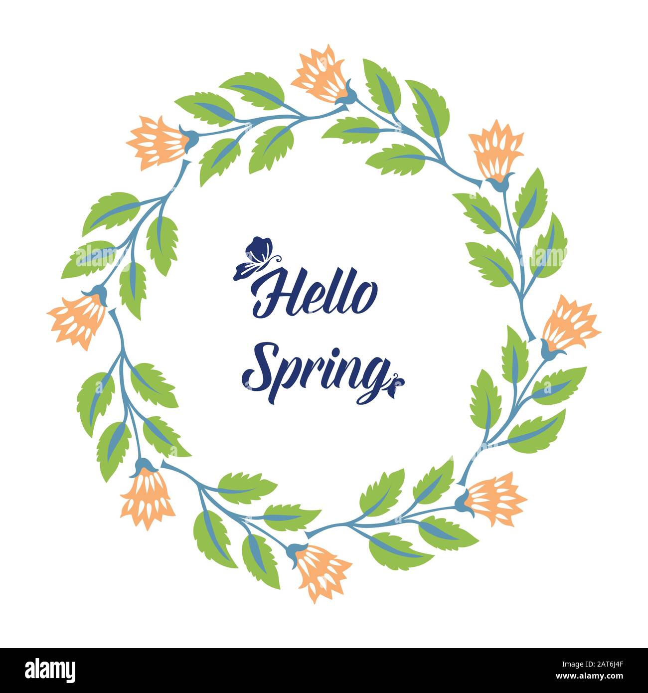 Elegant greeting card design for hello spring, with beautiful leaf and ...