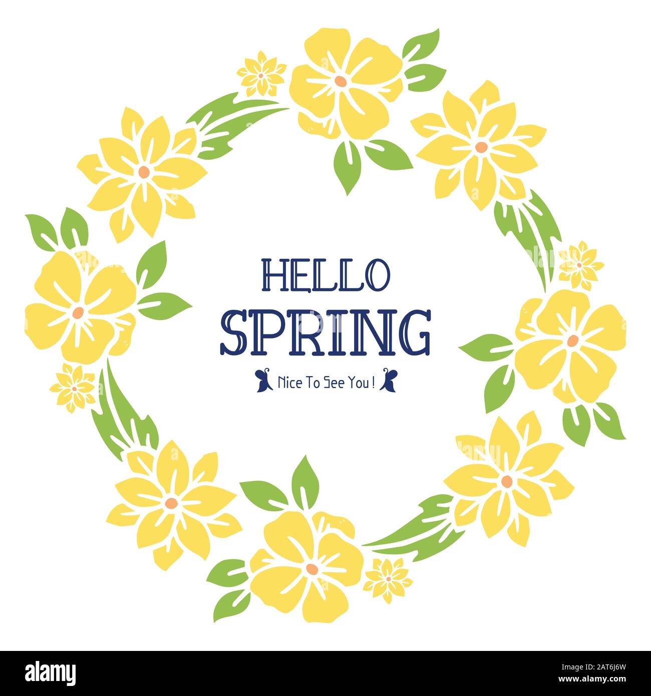 Beautiful crowd yellow floral frame, for hello spring cards decoration ...