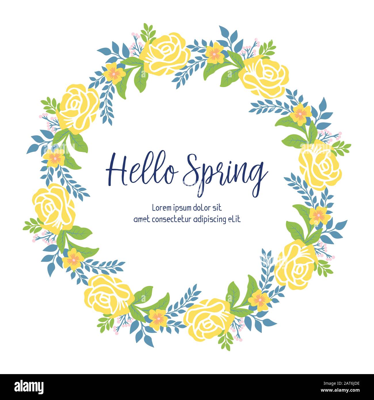 Antique card design, with beautiful yellow wreath frame, for hello ...