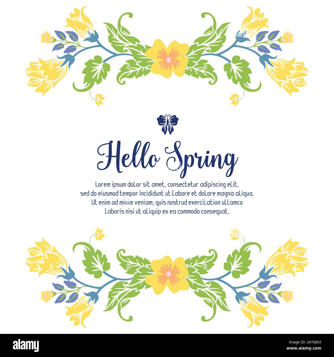 The unique pattern of leaf and yellow floral frame design, for hello ...