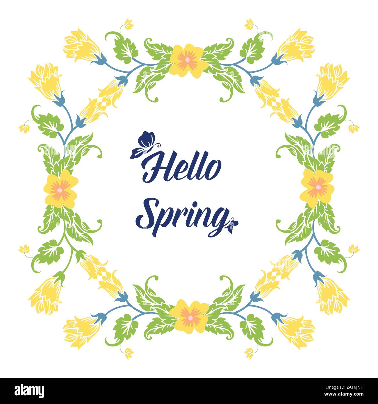 The unique pattern of leaf and yellow floral frame design, for hello ...