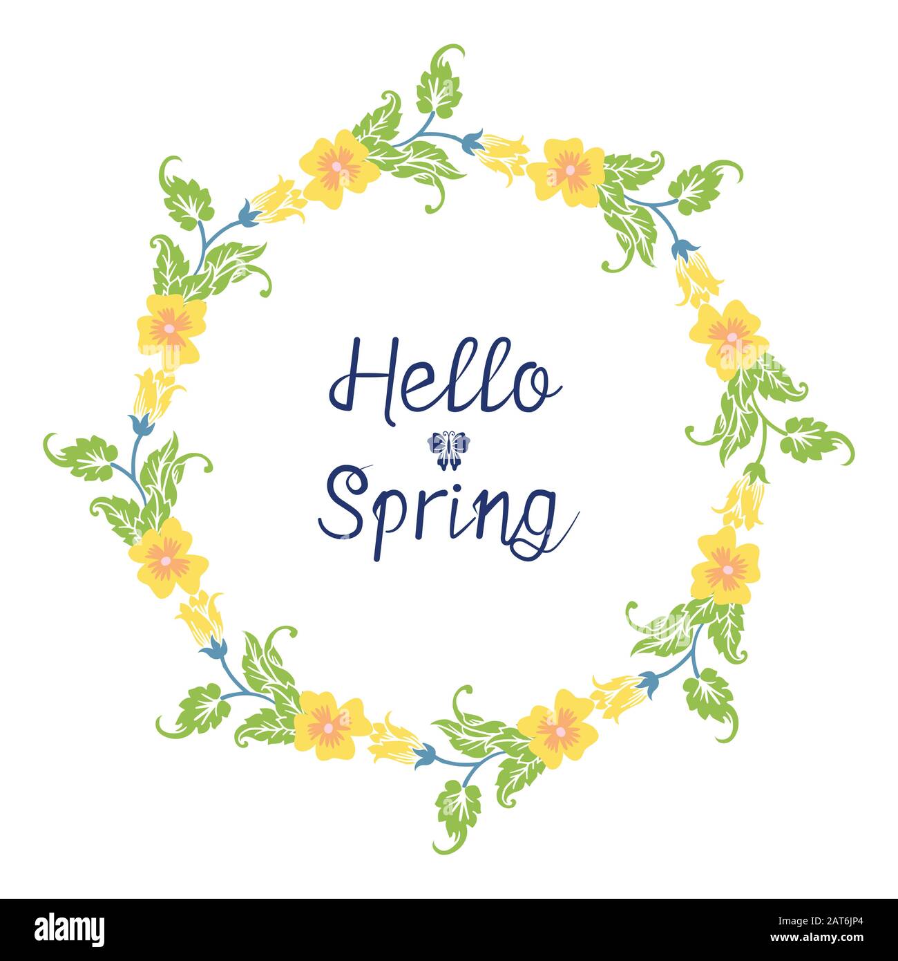 Simple shape pattern of leaf and floral frame, for hello spring ...