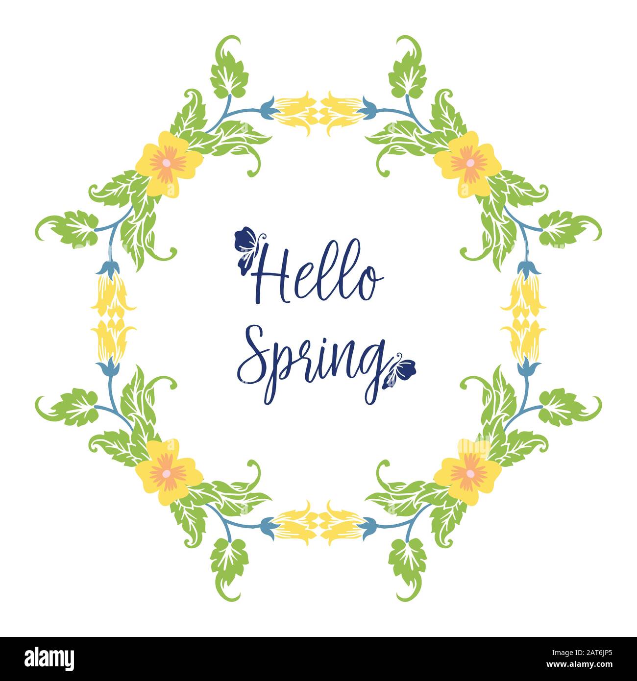 The unique pattern of leaf and yellow floral frame design, for hello ...