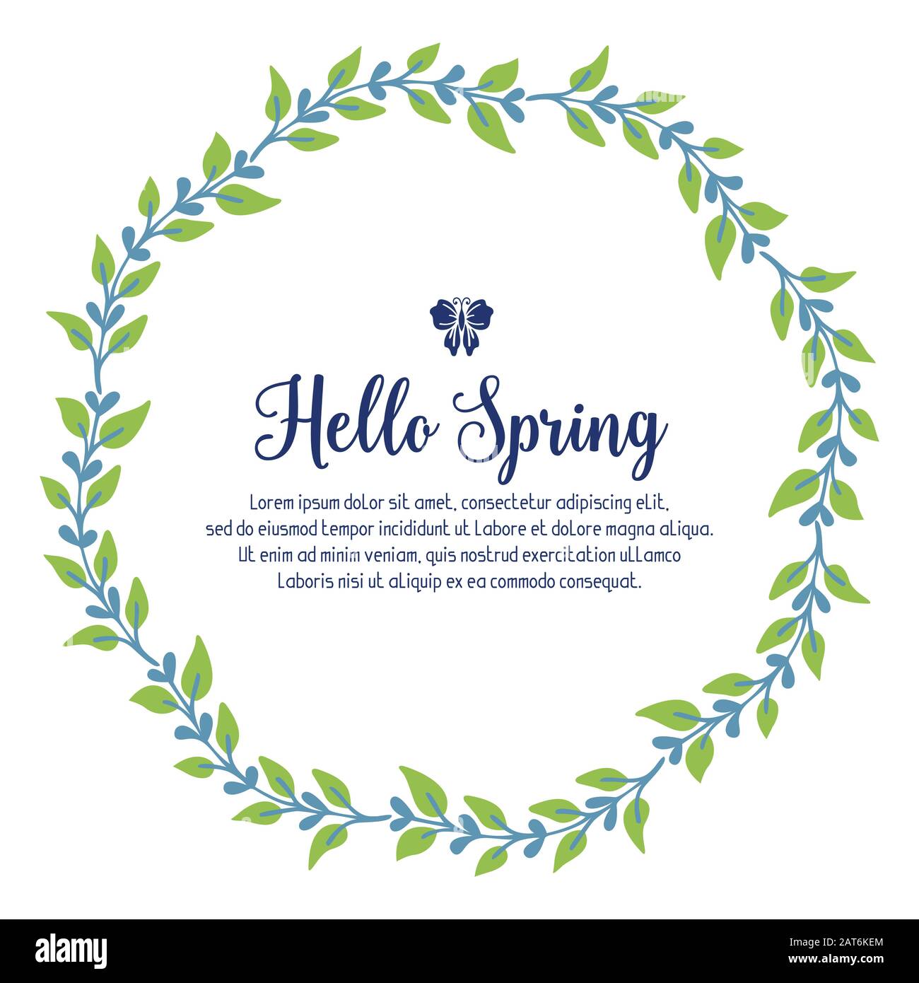 Modern shape of leaf and flower frame, for hello spring poster template ...