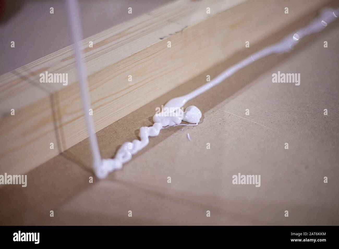 .Bonding wooden blocks. Using glue in a carpentry workshop. Woodwork ...