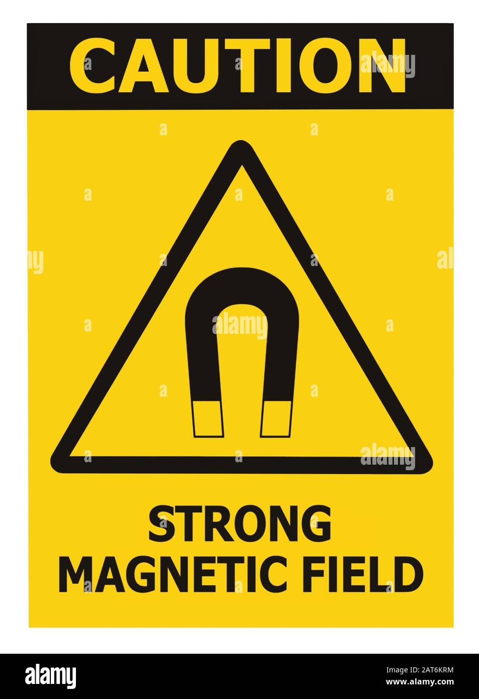 Strong Magnetic Field Caution Sign Isolated Text Label Hazard Safety ...