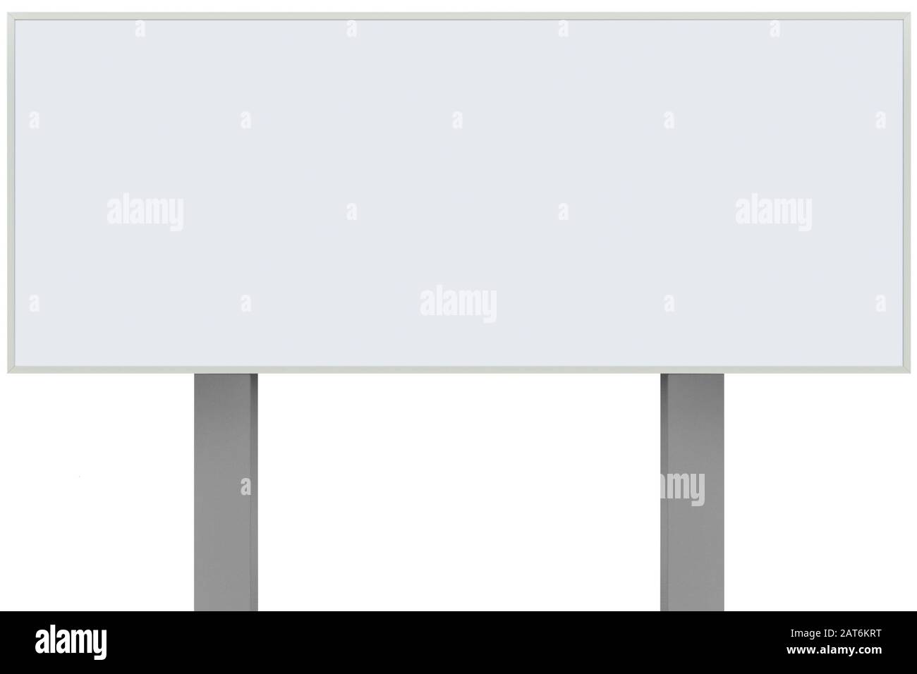 White metal ad sign board signage, isolated blank empty roadside ...