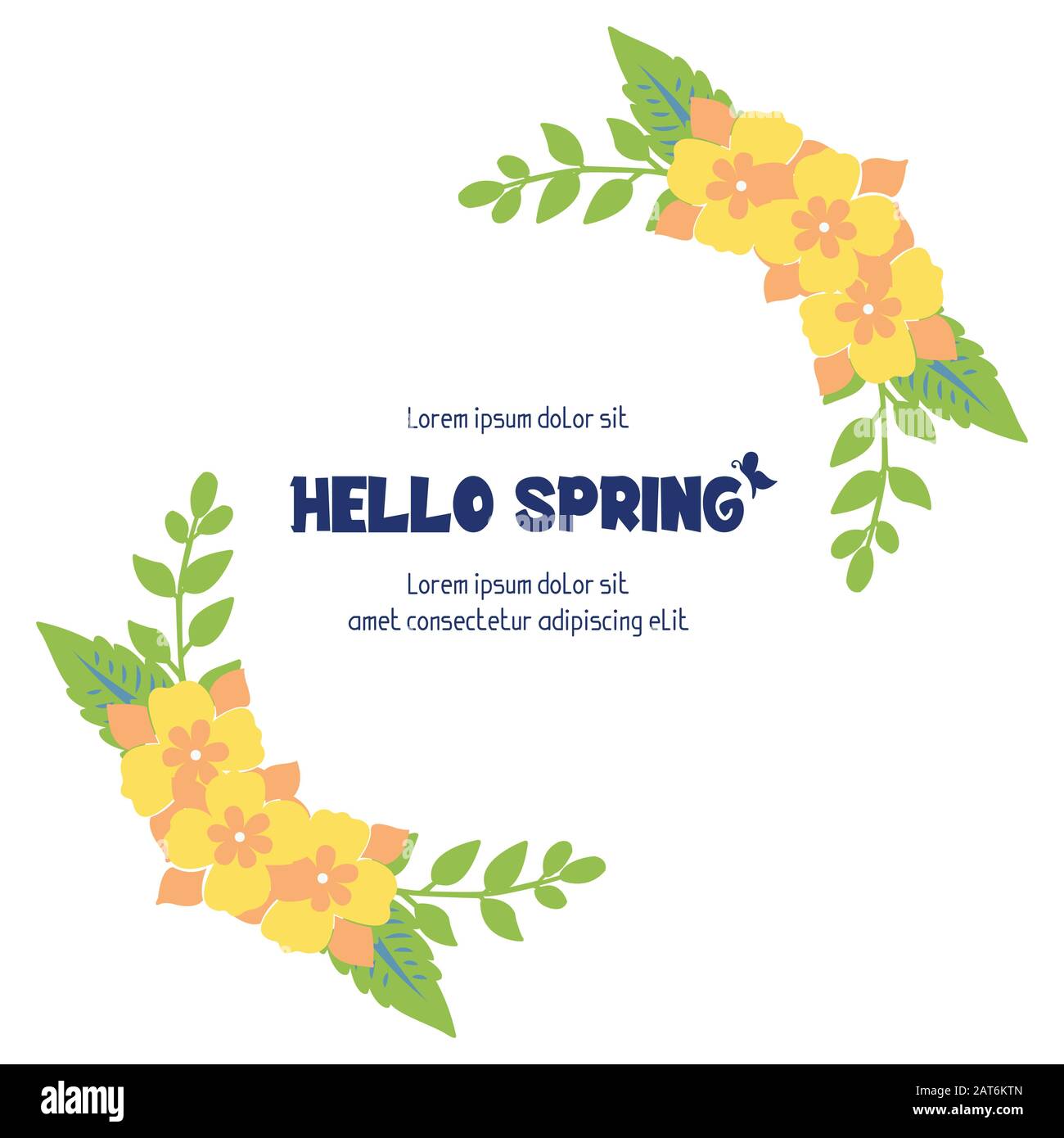 Beautiful crowd of yellow floral frame and unique leaf pattern, for ...