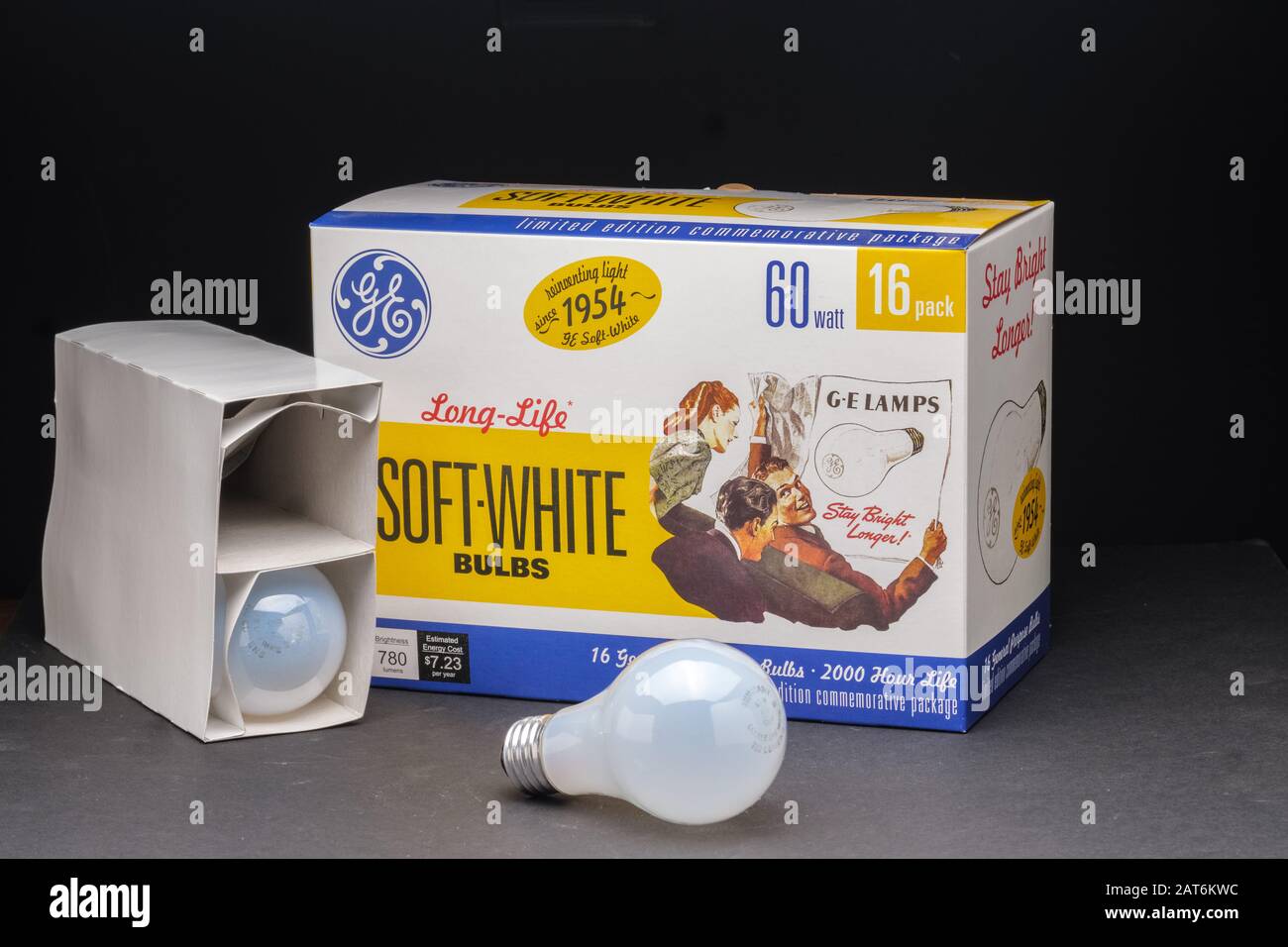 Box of incandescent light bulbs on dark background Stock Photo - Alamy