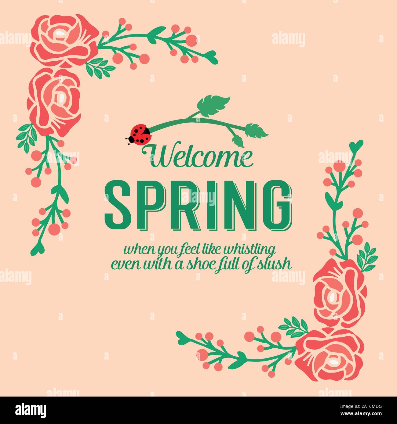 Decoration of welcome spring greeting card template, with elegant ...