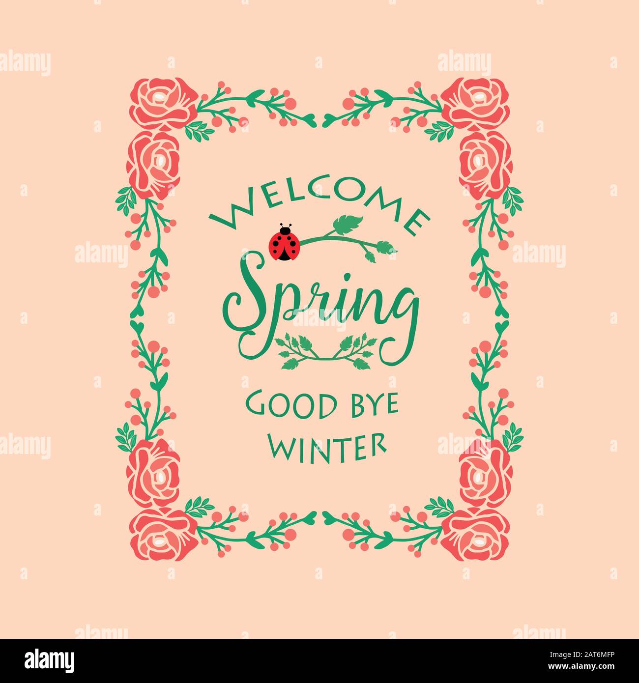 Decoration of welcome spring greeting card template, with elegant ...