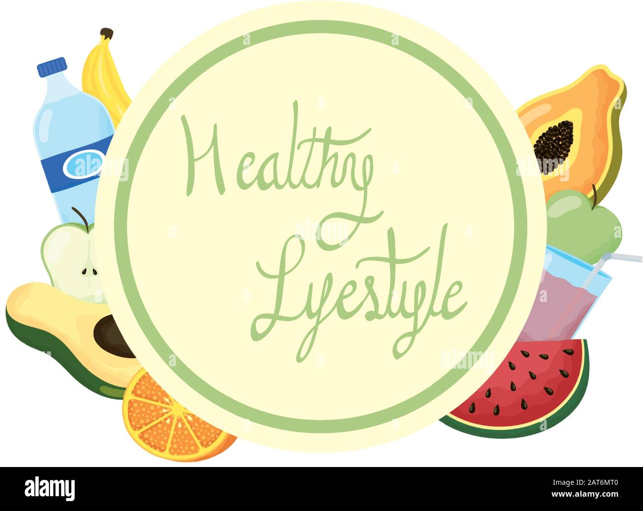 healthy life style lettering and set icons Stock Vector Image & Art - Alamy