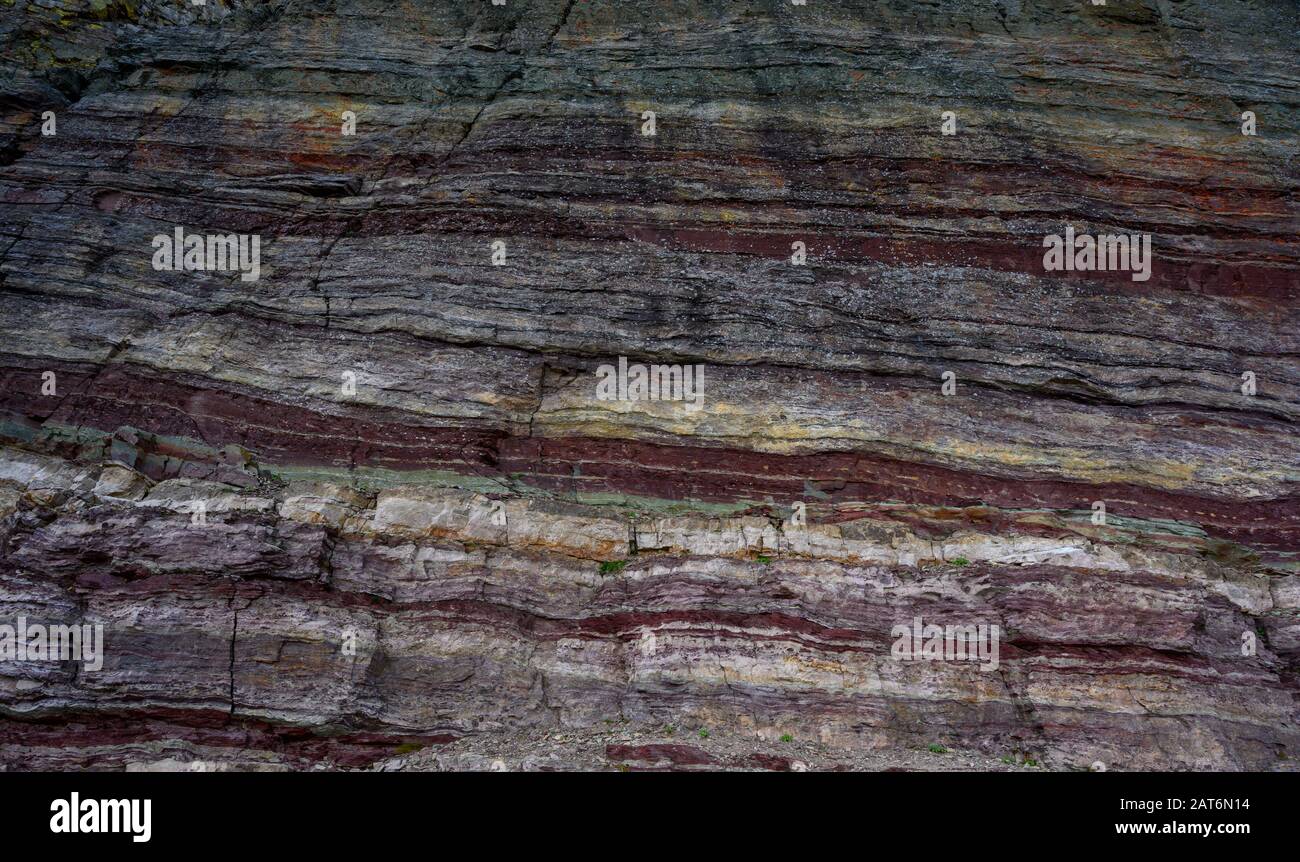 Various Red Lines In The Rock along cliff in Zion Stock Photo - Alamy