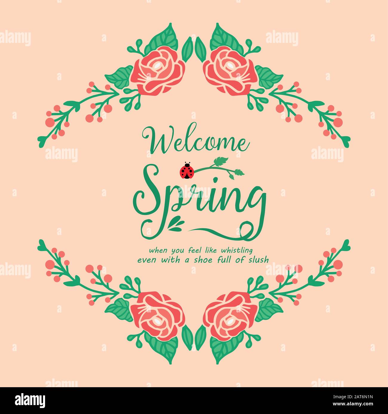 Elegant shape of welcome spring card, with beautiful template ...