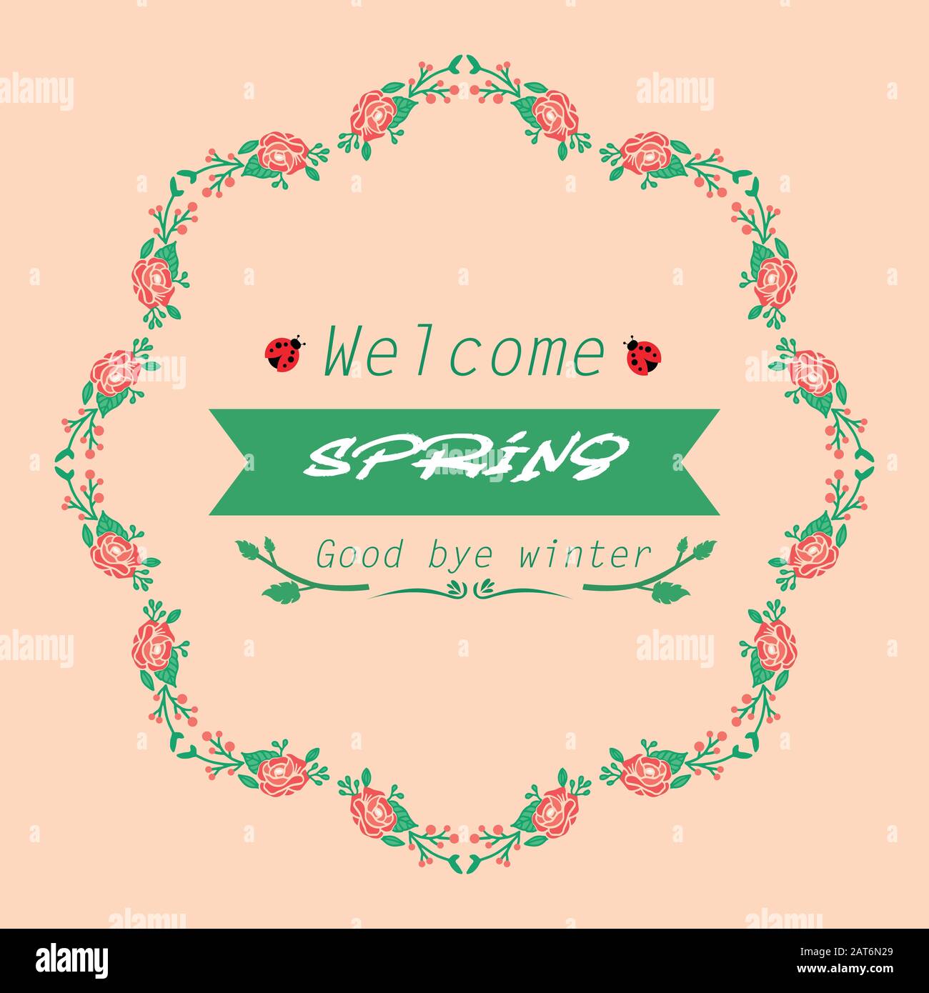 Elegant shape of welcome spring card, with beautiful template ...