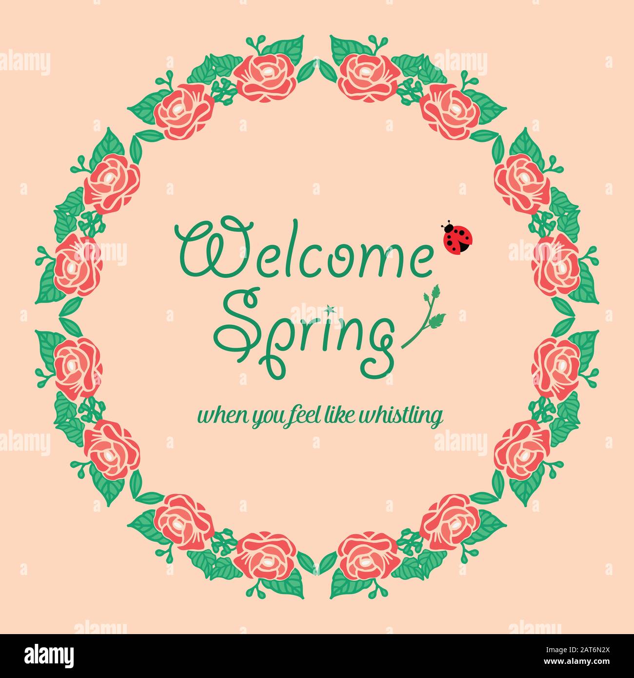 Elegant shape of welcome spring card, with beautiful template ...