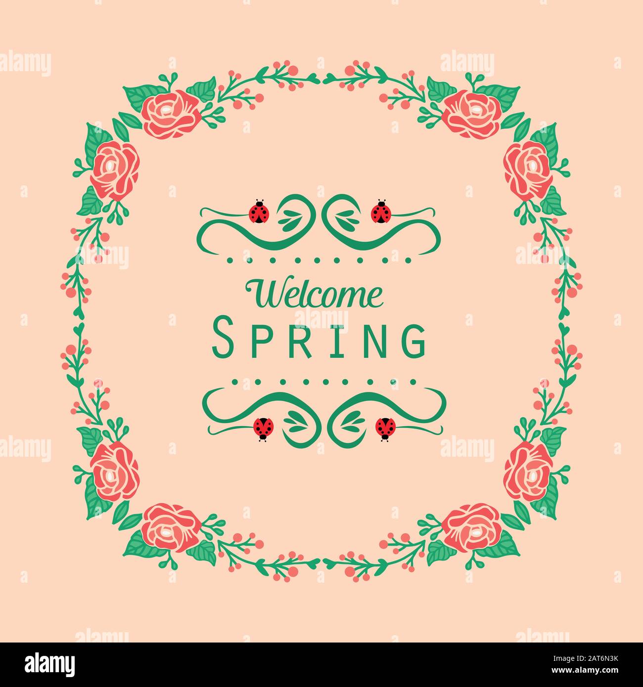 Elegant shape of welcome spring card, with beautiful template ...