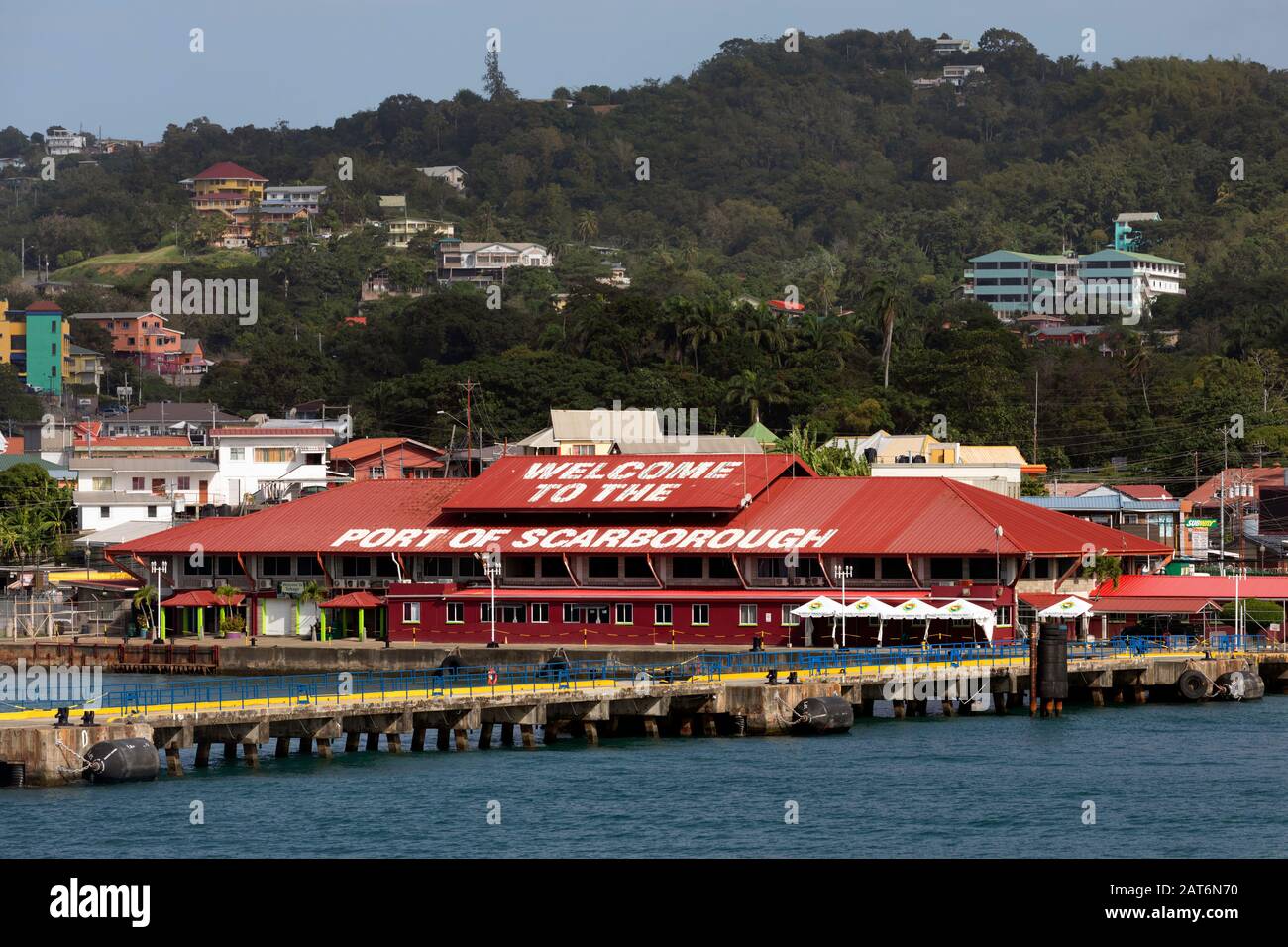 The port, waterfront, Scarborough, Tobago, Trinidad and Tobago Stock ...