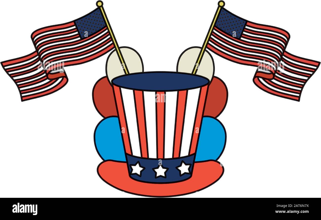 president day hat with usa flags and balloons helium Stock Vector Image ...