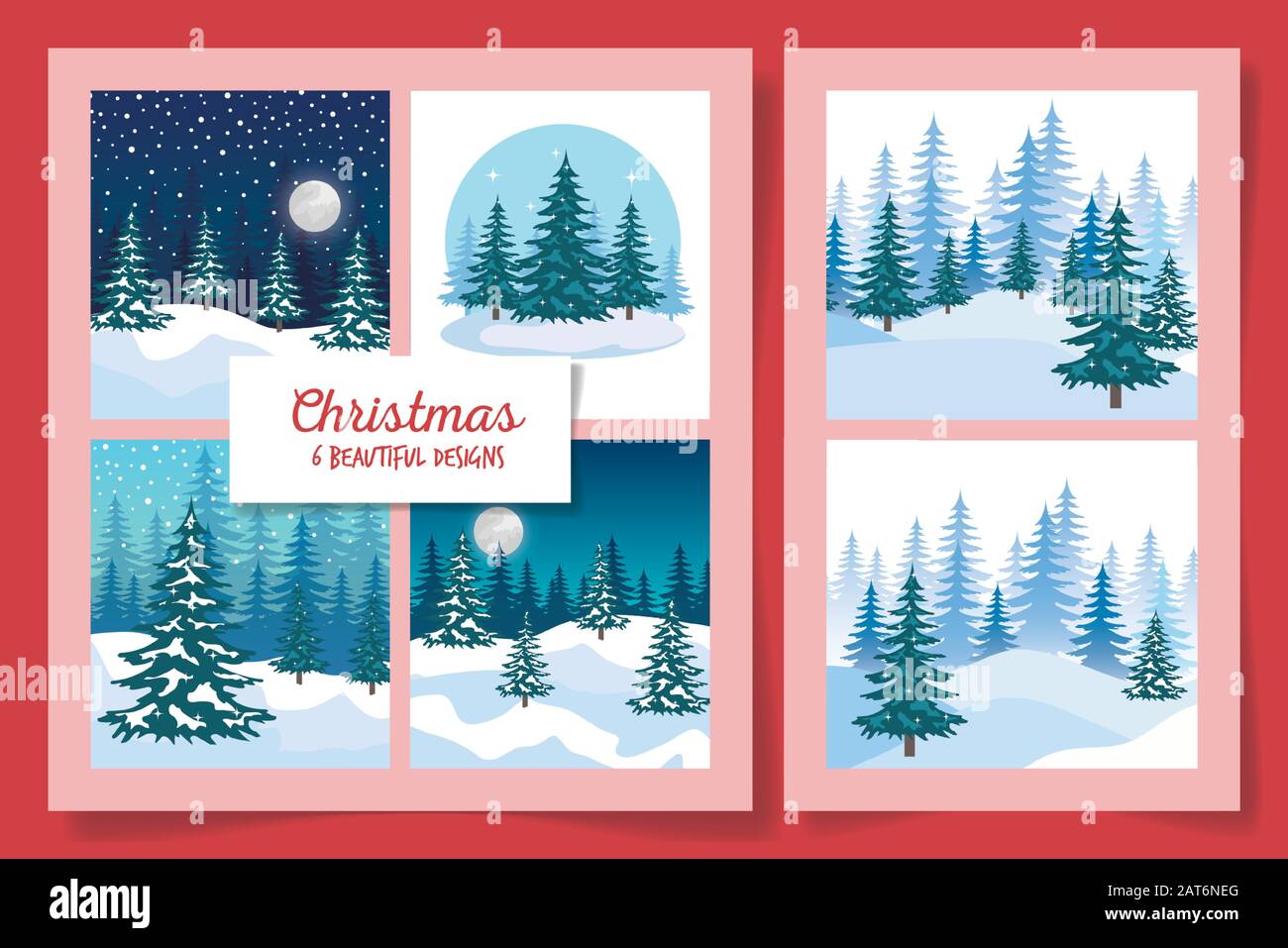 Winter forest snowfall frosty christmas Stock Vector Images - Alamy