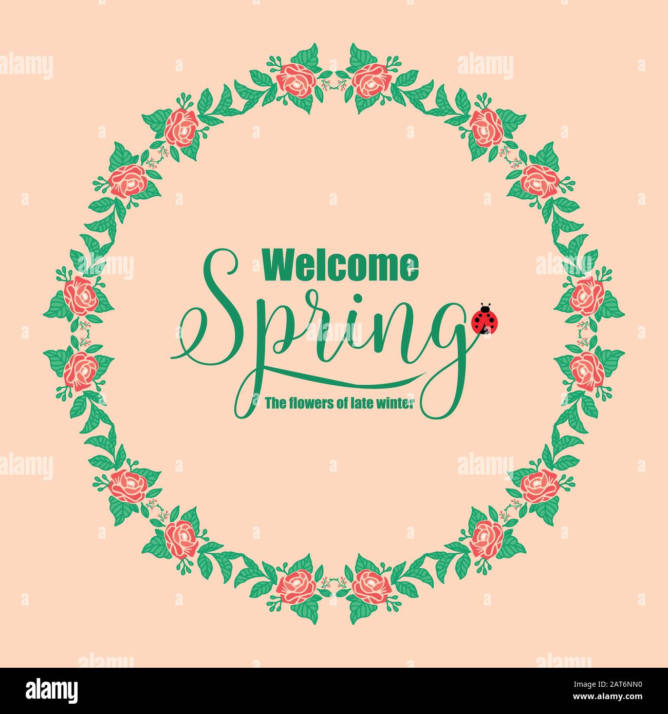 Modern shape of leaf and flower frame, for welcome spring wallpaper ...