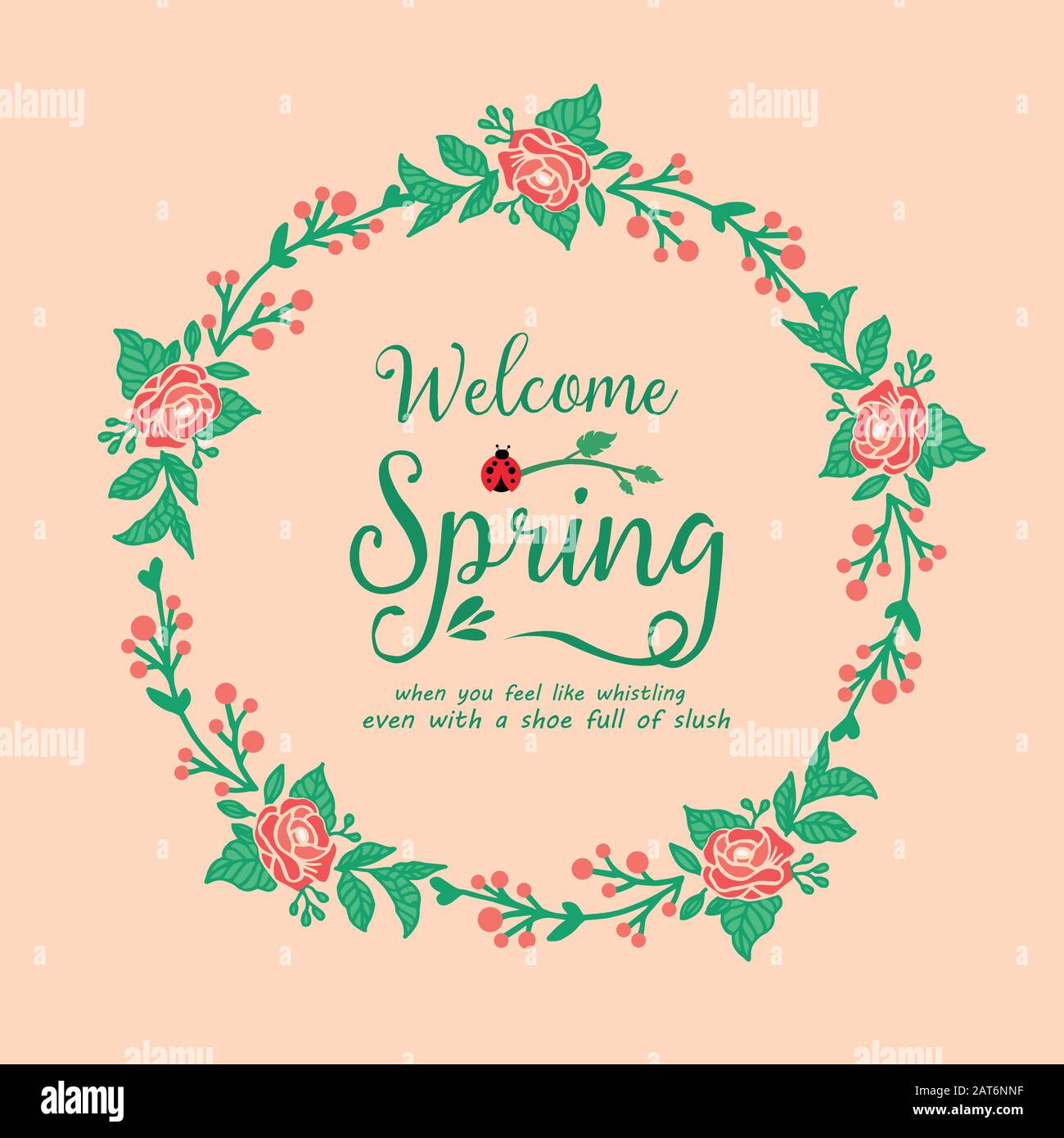Modern shape of leaf and flower frame, for welcome spring wallpaper ...