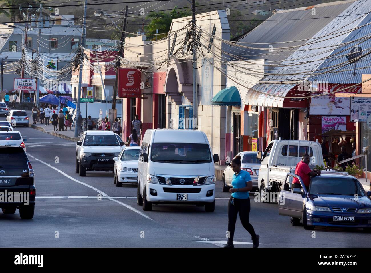 Street scene, Scarborough, Tobago, Trinidad and Tobago Stock Photo - Alamy